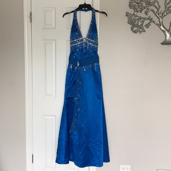 Dresses | Halter Embellish Mermaid Formal Evening Prom Gown Slit ...